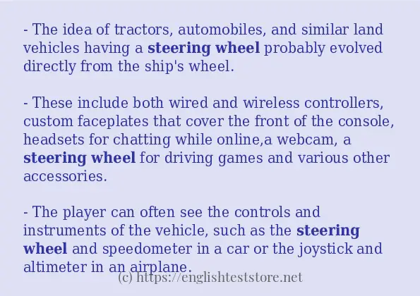 Example sentences of "steering wheel" - EnglishTestStore Blog