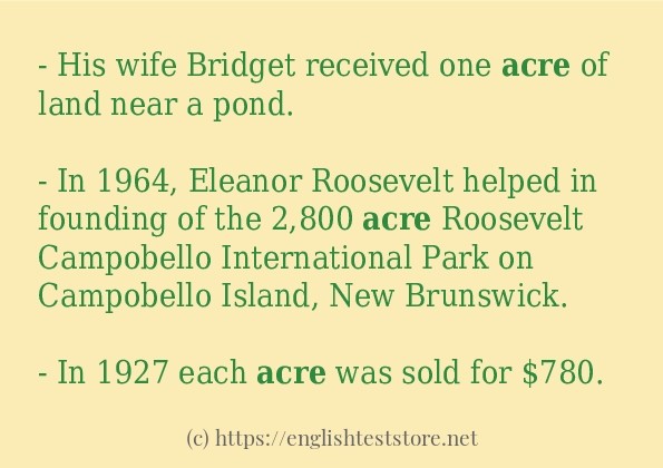 Example uses in sentence of "acre" - EnglishTestStore Blog