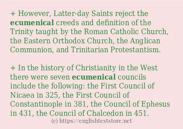 Example uses in sentence of "ecumenical" - EnglishTestStore Blog