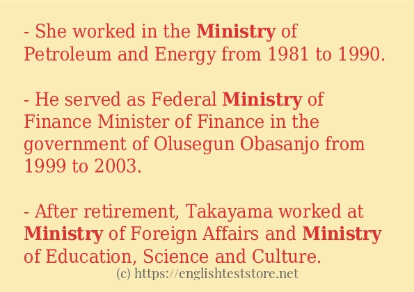 Example uses in sentence of "ministry" - EnglishTestStore Blog