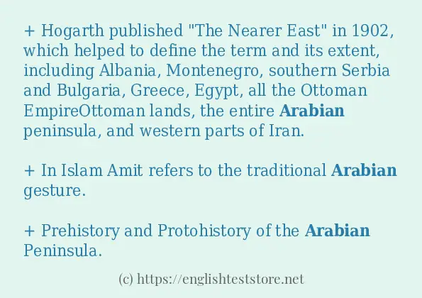 How to use in sentence of "arabian" - EnglishTestStore Blog