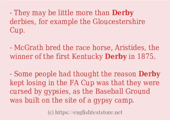 How to use in-sentence of "derby" - EnglishTestStore Blog