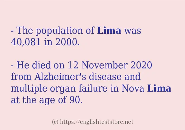 How to use in sentence of "lima" - EnglishTestStore Blog