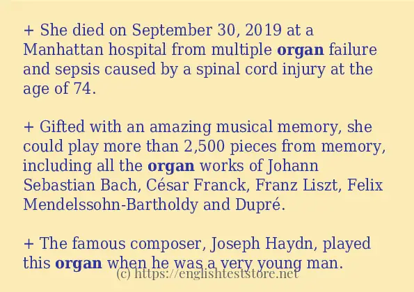 How to use in-sentence of "organ" - EnglishTestStore Blog