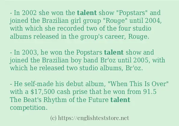 How to use in-sentence of "talent" - EnglishTestStore Blog