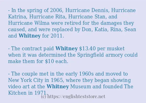 How to use in sentence of "whitney" - EnglishTestStore Blog