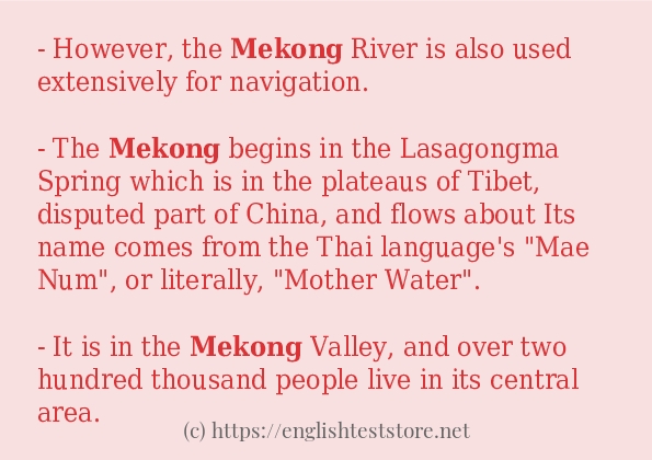 In sentence examples of "mekong" - EnglishTestStore Blog