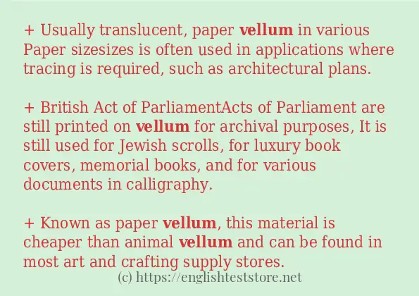 In-sentence examples of "vellum" - EnglishTestStore Blog
