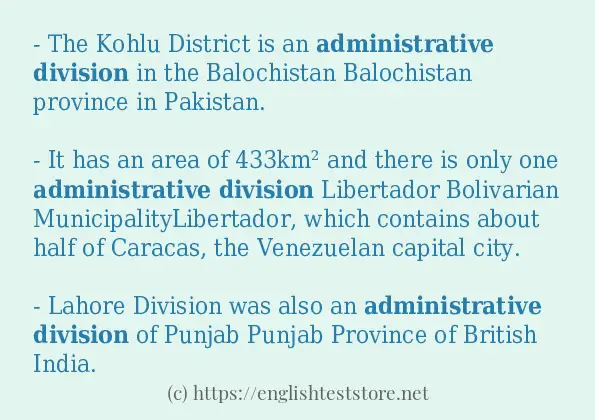 In sentence use of "administrative division" - EnglishTestStore Blog