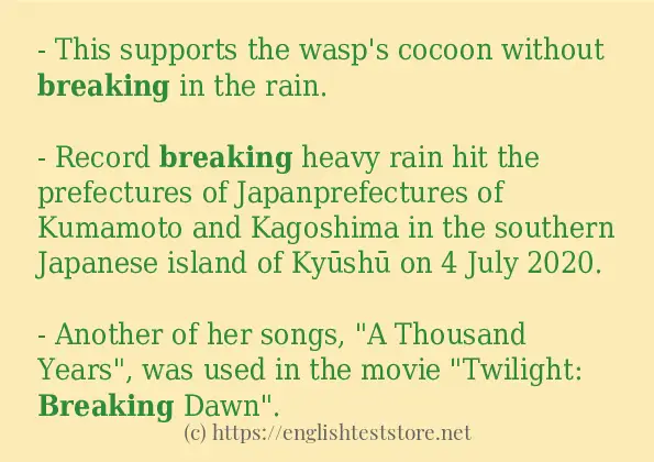 In sentence use of "breaking" - EnglishTestStore Blog