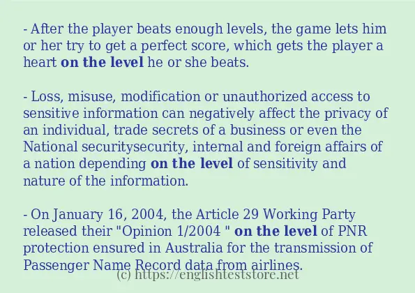 In sentence use of "on the level" - EnglishTestStore Blog