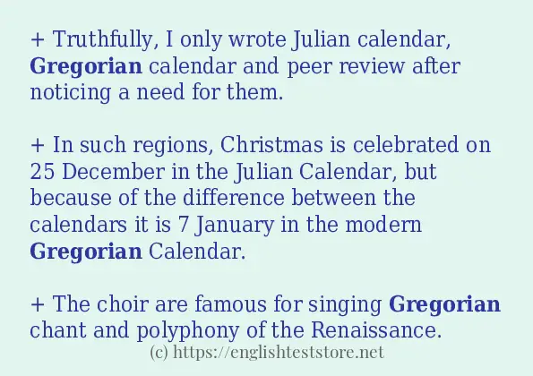 Make sentence of "gregorian" - EnglishTestStore Blog