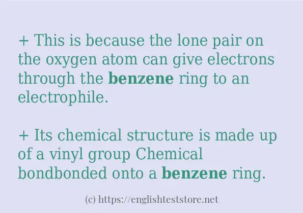 Some example sentences of "benzene" - EnglishTestStore Blog