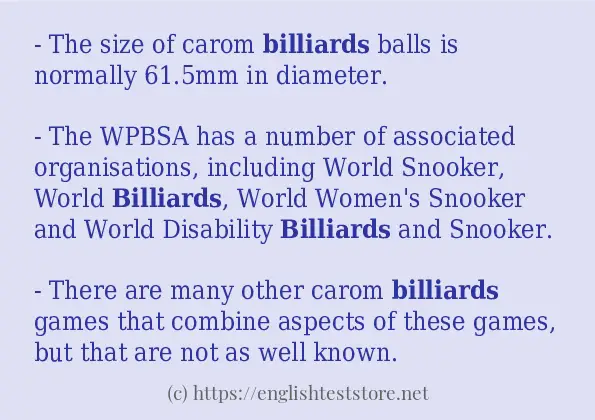 Some example sentences of "billiards" - EnglishTestStore Blog