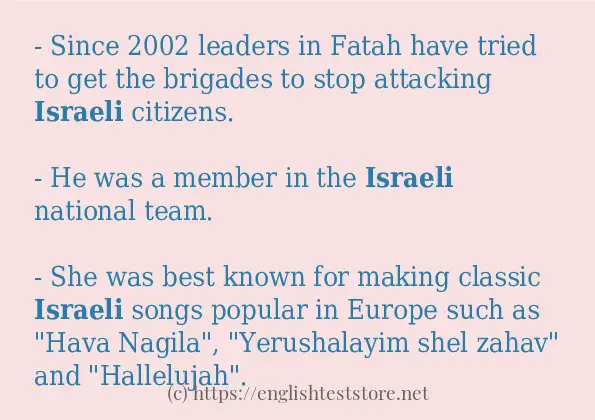 Some example sentences of "israeli" - EnglishTestStore Blog