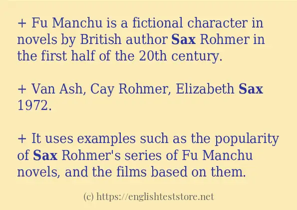 Some in-sentence examples of "sax" - EnglishTestStore Blog