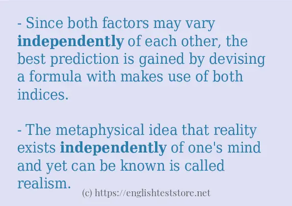 Some sentences in use of "independently" - EnglishTestStore Blog