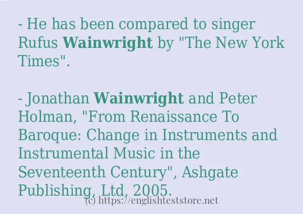 Some sentences in use of "wainwright" - EnglishTestStore Blog