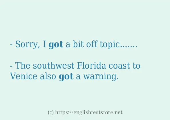 Use in sentence of "got" - EnglishTestStore Blog