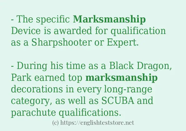 "marksmanship" example in sentences - EnglishTestStore Blog