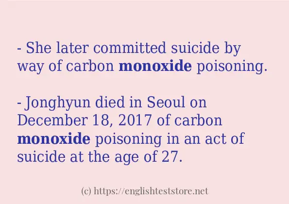 "monoxide" in-sentences - EnglishTestStore Blog